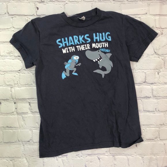 Tops | Sharks Hug With Their Mouth Graphic Tee Sz S | Poshmark